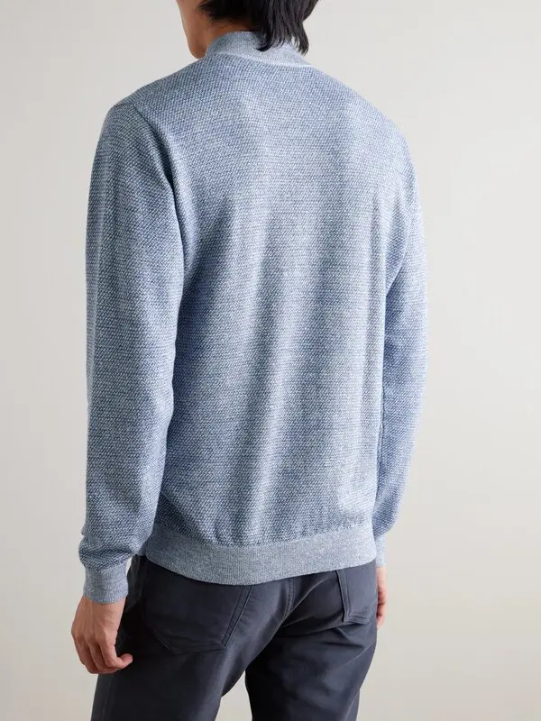 Peter Millar Barlow Merino Wool, Linen And Cotton-blend Half-zip Sweater