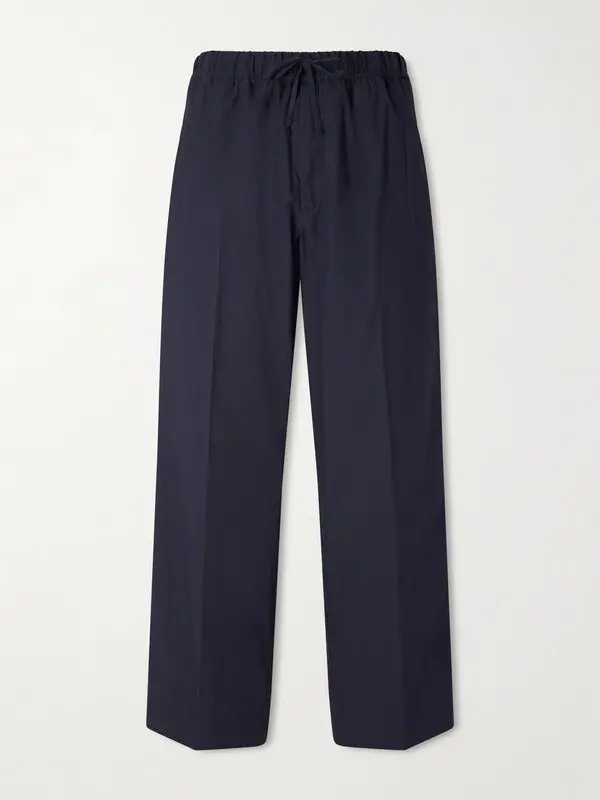 Officine Générale Nilson Straight-leg Organic Cotton-poplin Drawstring Suit Trousers - Blue