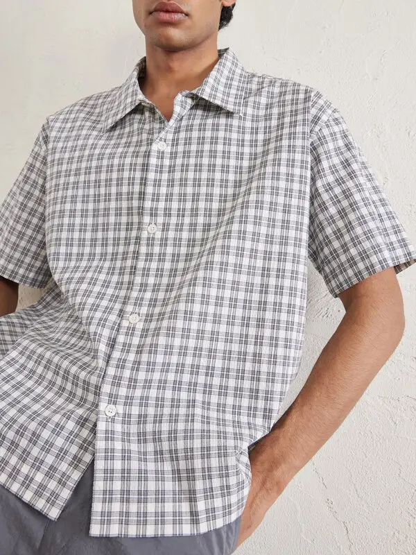 MFPEN Holiday Checked Textured Cotton-blend Shirt