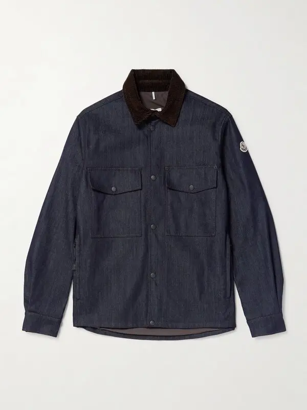 Moncler Corduroy-trimmed Denim Trucker Jacket