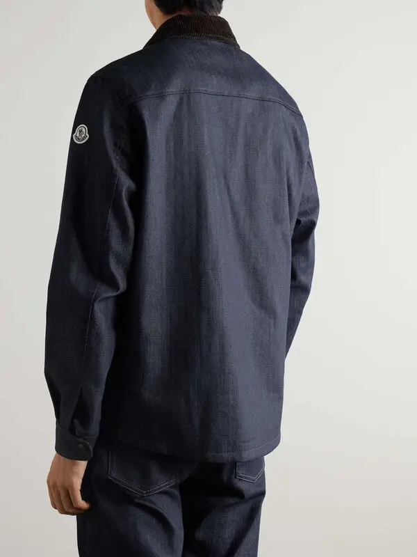 Moncler Corduroy-trimmed Denim Jacket
