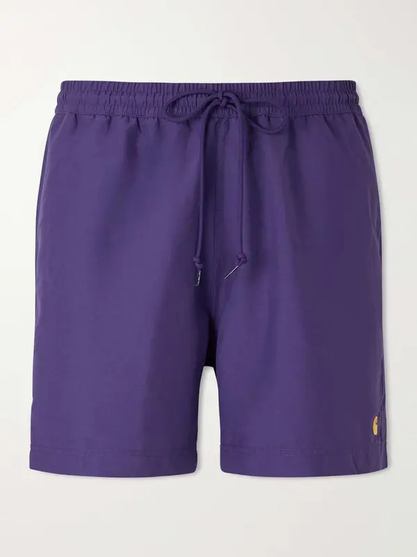 Carhartt Work In Progress Chase Straight-leg Mid-length Logo-embroidered Swim Shorts - Purple
