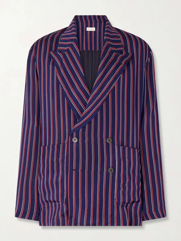 Dries Van Noten Double-breasted Striped Twill Blazer
