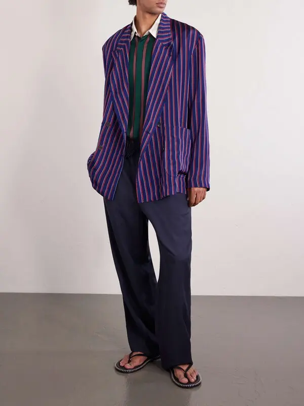 Dries Van Noten Double-breasted Striped Twill Blazer
