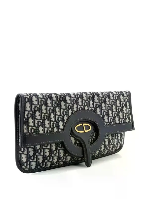 Dior Fold Over Oblique Canvas Clutch Bag - Blue