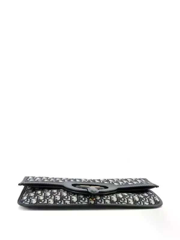 Dior Fold Over Oblique Canvas Clutch Bag - Blue
