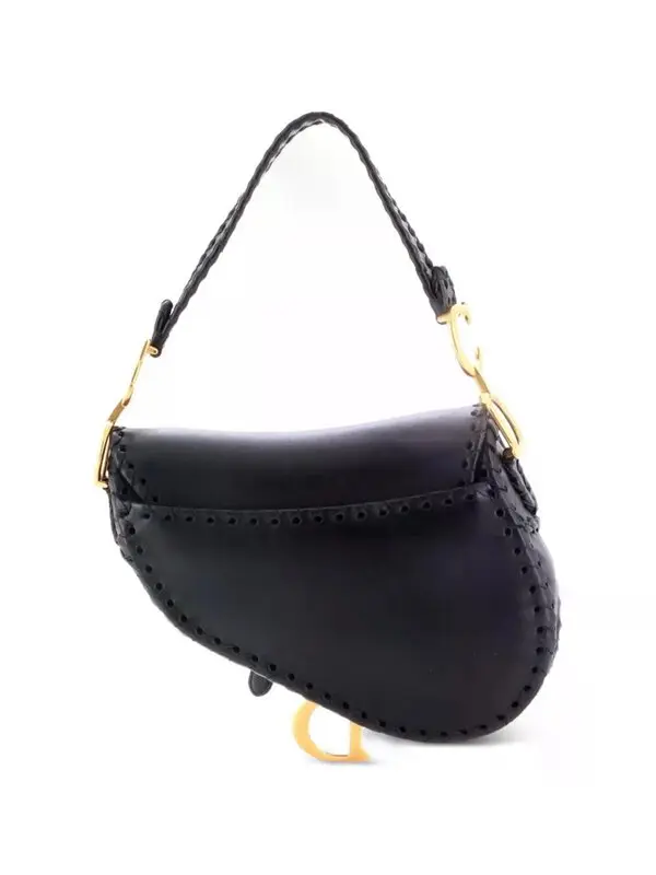 Dior Saddle Handbag With Whipstitch Leather Strap