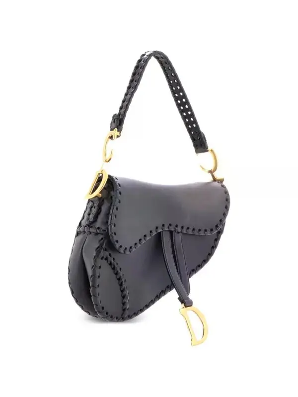 Dior Saddle Handbag With Whipstitch Leather Strap