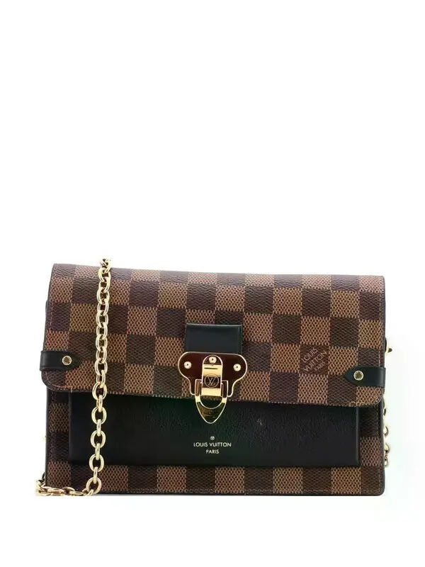 LOUIS VUITTON Vavin Chain Wallet Nm Damier With Leather Crossbody Bag - Black