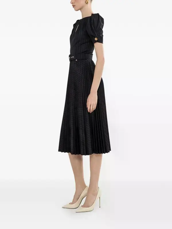 NISSA Midi Pinstripe Pleated Dress