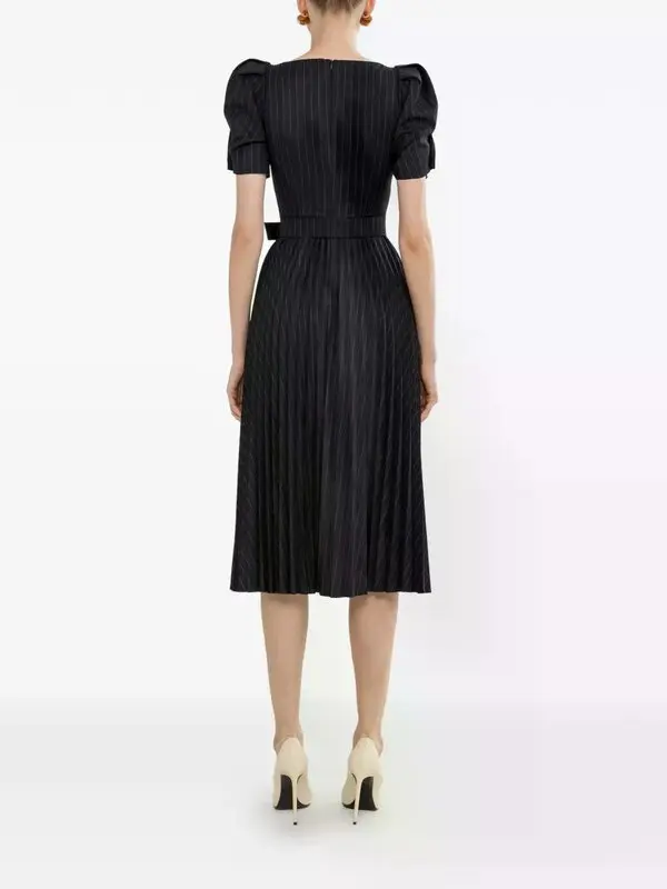 NISSA Midi Pinstripe Pleated Dress