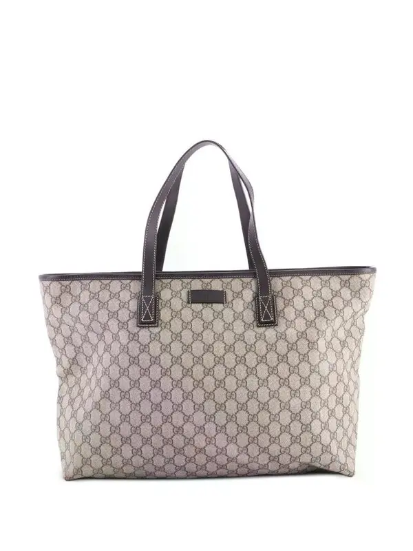 Gucci Plus Gg Coated Canvas With Leather Large Tote Bag