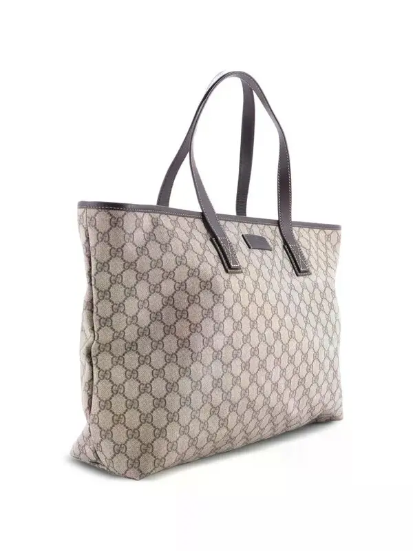 Gucci Plus Gg Coated Canvas With Leather Large Tote Bag