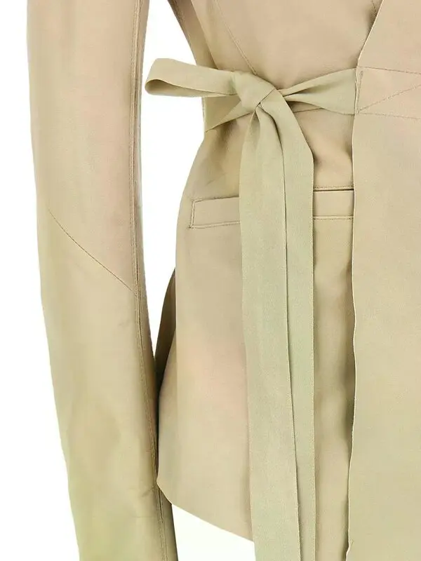 Rick Owens Hollywood V-neck Leather Jacket - Neutrals