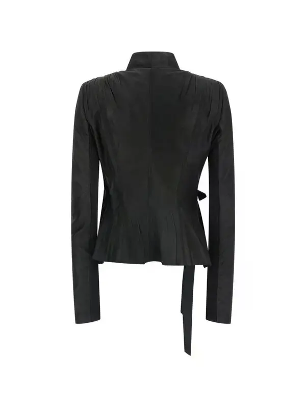 Rick Owens Hollywood V-neck Leather Jacket - Black