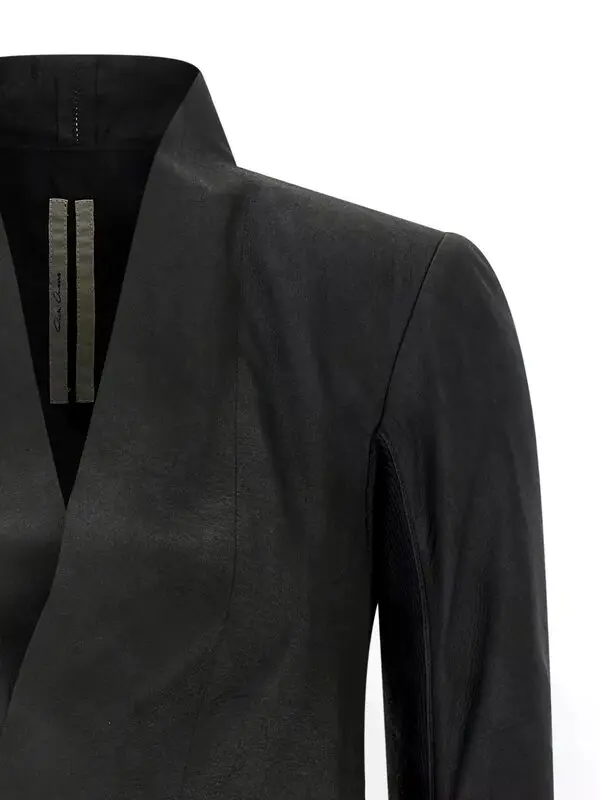 Rick Owens Hollywood V-neck Leather Jacket - Black