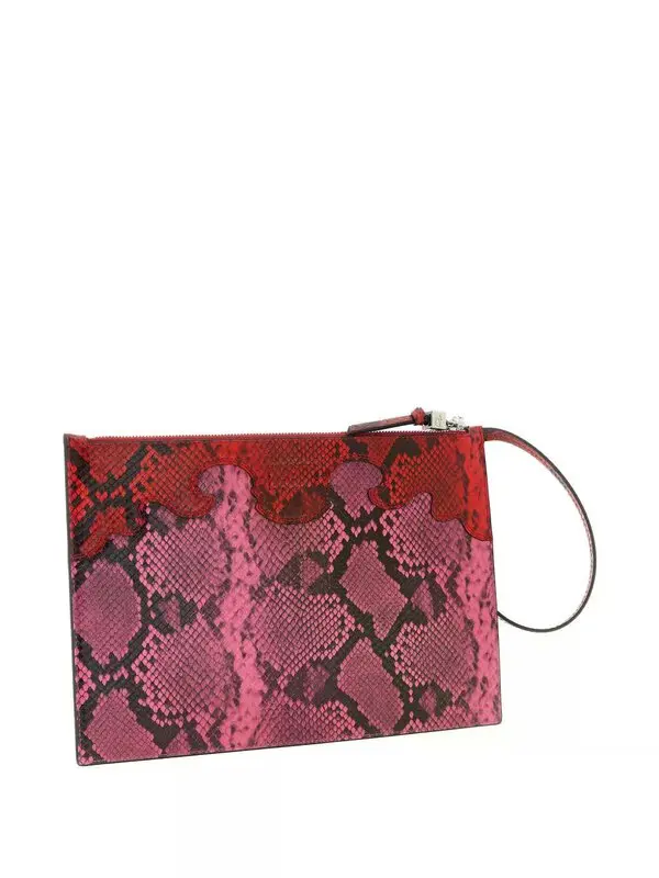 GANNI Embossed Snake-print Clutch Bag - Pink