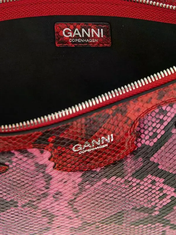 GANNI Embossed Snake-print Clutch Bag - Pink