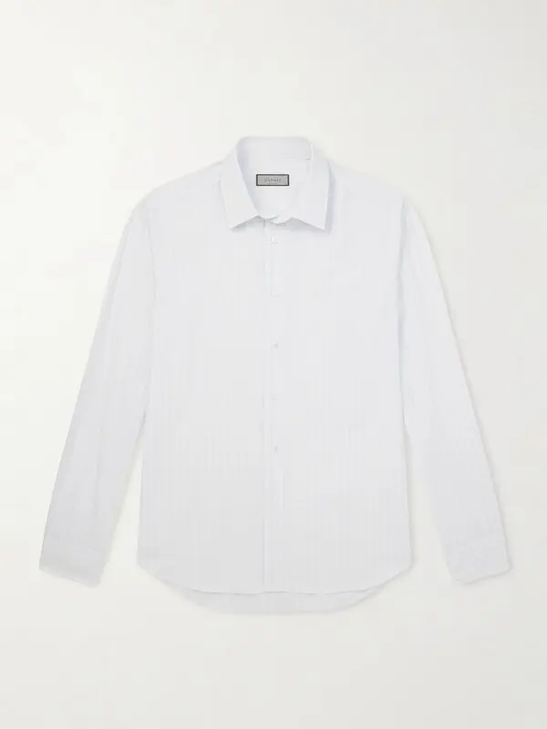 Canali Pinstriped Cotton Shirt - White
