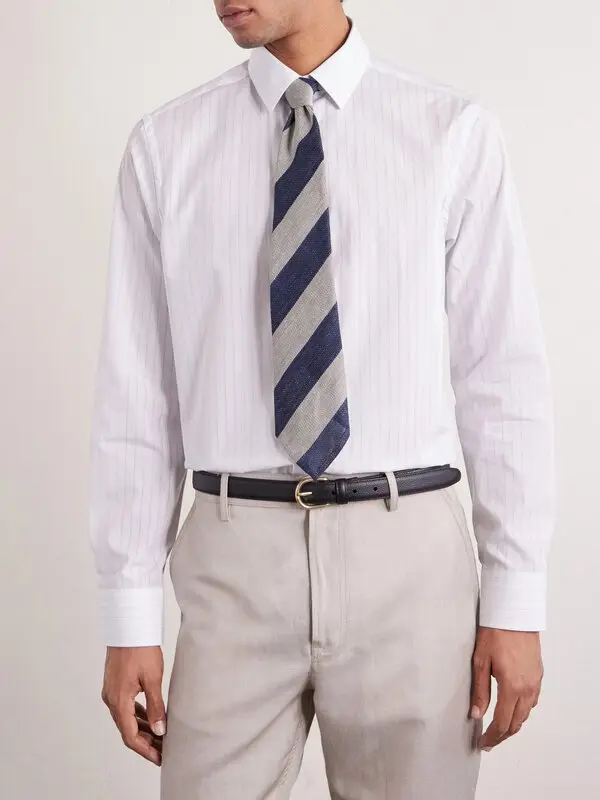 Canali Pinstriped Cotton Shirt - White