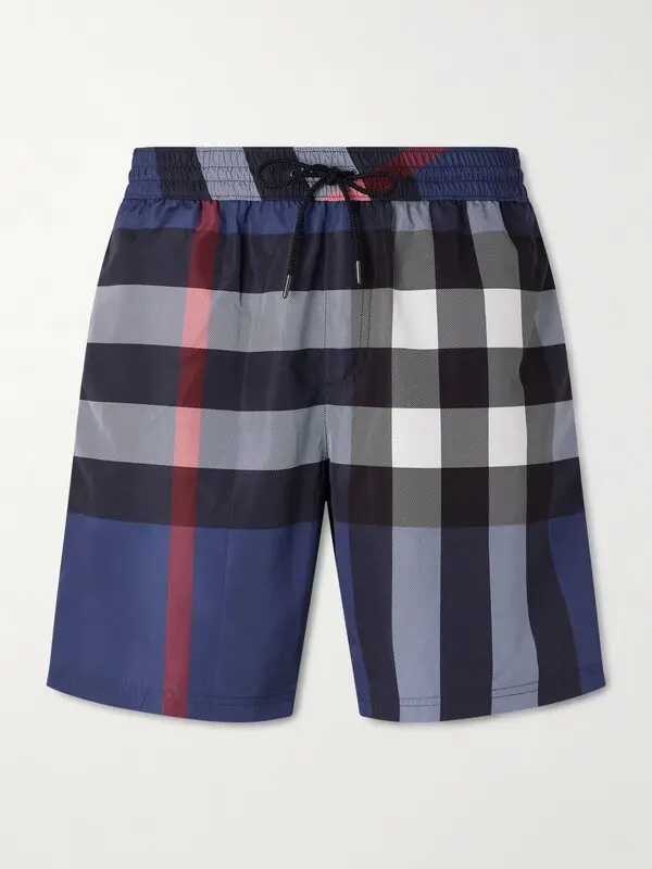 Burberry Checked Swim Shorts - Blue