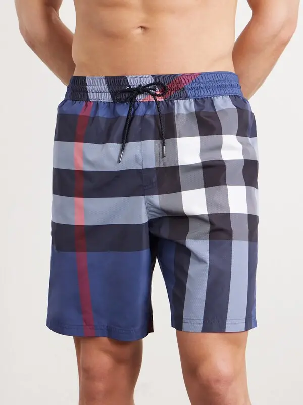 Burberry Checked Swim Shorts - Blue