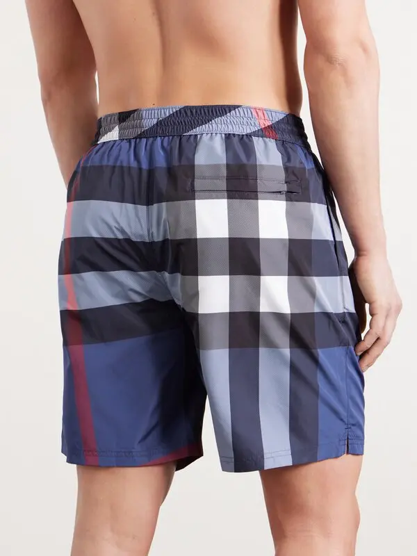 Burberry Checked Swim Shorts - Blue