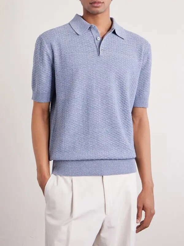Dolce & Gabbana Logo-embroidered Linen-blend Polo Shirt