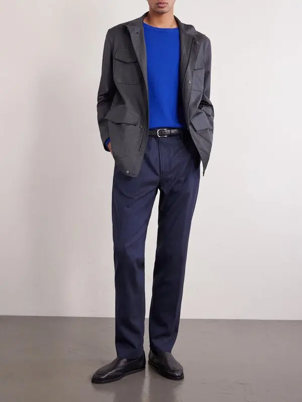 Canali Slim-fit Tapered Wool-blend Chinos