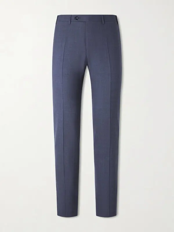 Canali Straight-leg Super 130s Wool Suit Trousers - Blue