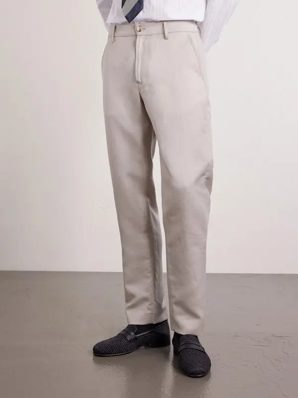 Canali Straight-leg Wool And Linen-blend Suit Trousers - Neutrals
