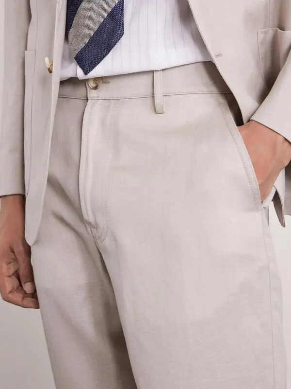 Canali Straight-leg Wool And Linen-blend Suit Trousers - Neutrals