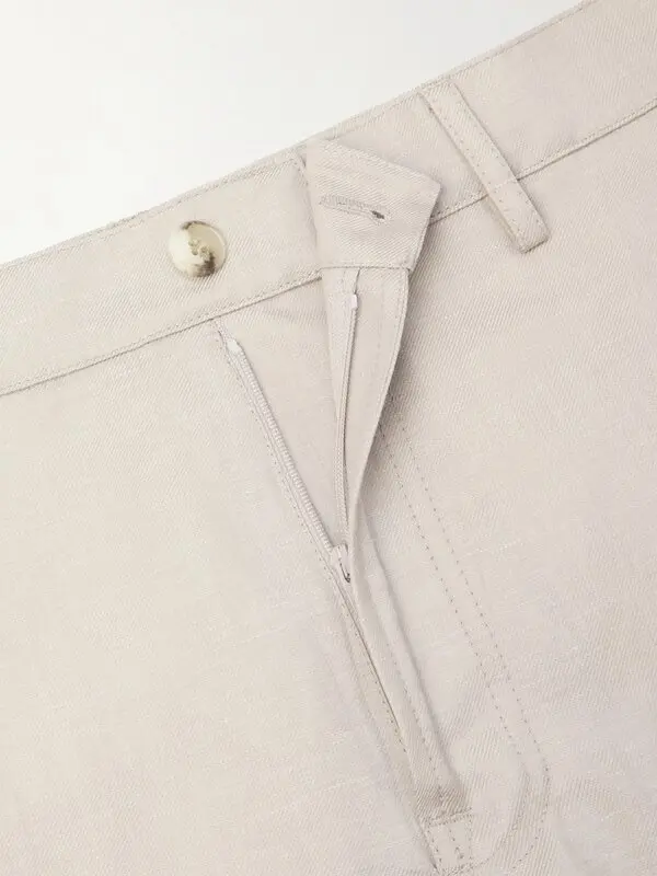 Canali Straight-leg Wool And Linen-blend Suit Trousers - Neutrals