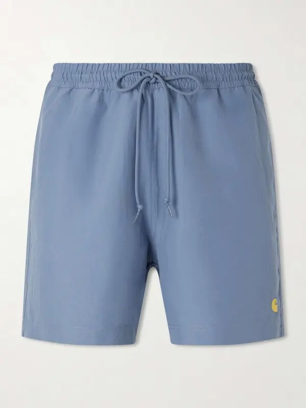 Carhartt Work In Progress Chase Straight-leg Mid-length Logo-embroidered Swim Shorts - Blue