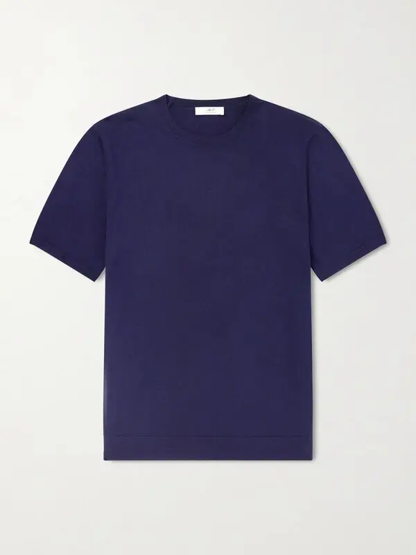 Mr P. Organic Cotton And Cashmere-blend T-shirt - Blue