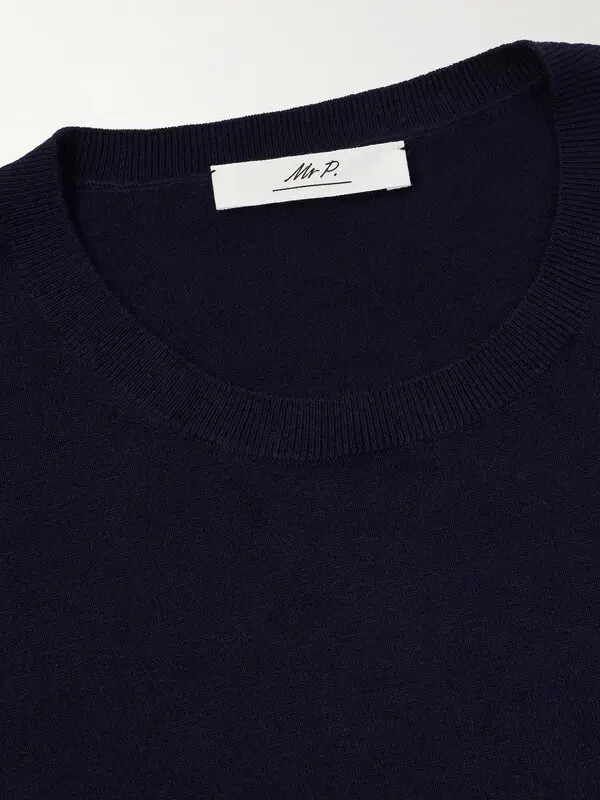 Mr P. Organic Cotton And Cashmere-blend T-shirt - Blue
