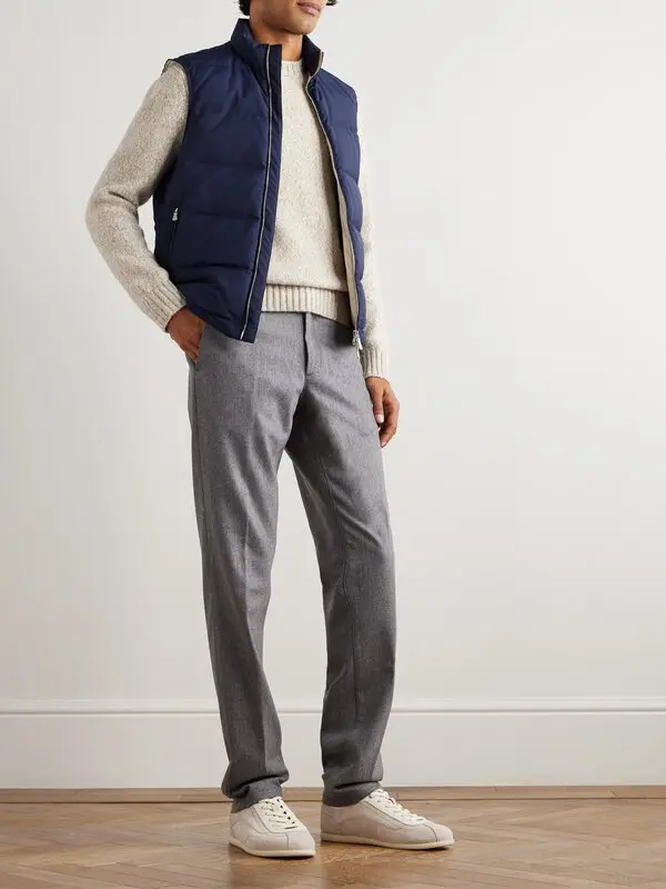Eleventy Quilted Tech Wool-blend Down Gilet - Blue
