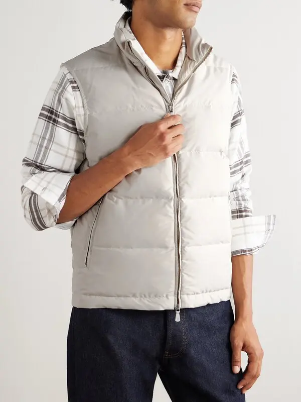 Eleventy Quilted Tech Wool-blend Down Gilet - Gray