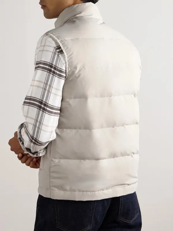 Eleventy Quilted Tech Wool-blend Down Gilet - Gray