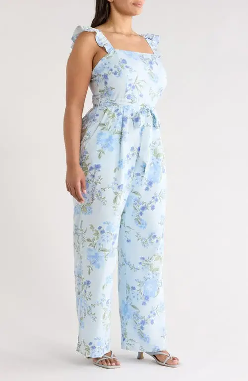 SUGARLIPS Floral Flutter Sleeve Wide Leg Jumpsuit