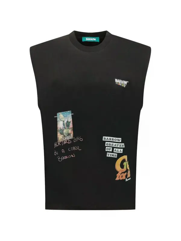 BARROW Printed Sleeveless T-shirt - Black