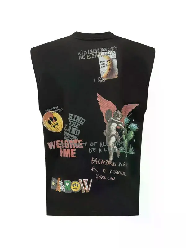 BARROW Printed Sleeveless T-shirt - Black