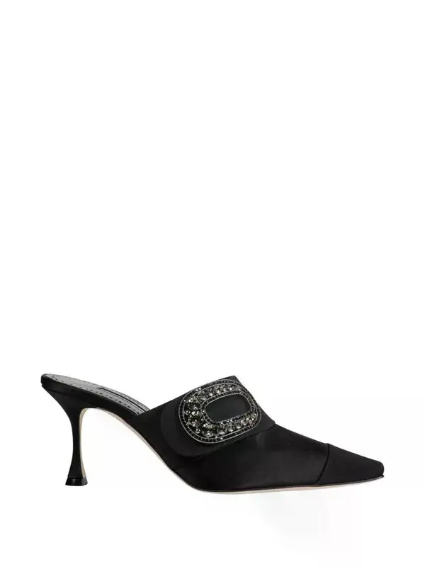 Manolo Blahnik 70mm Embellished Mules - Black