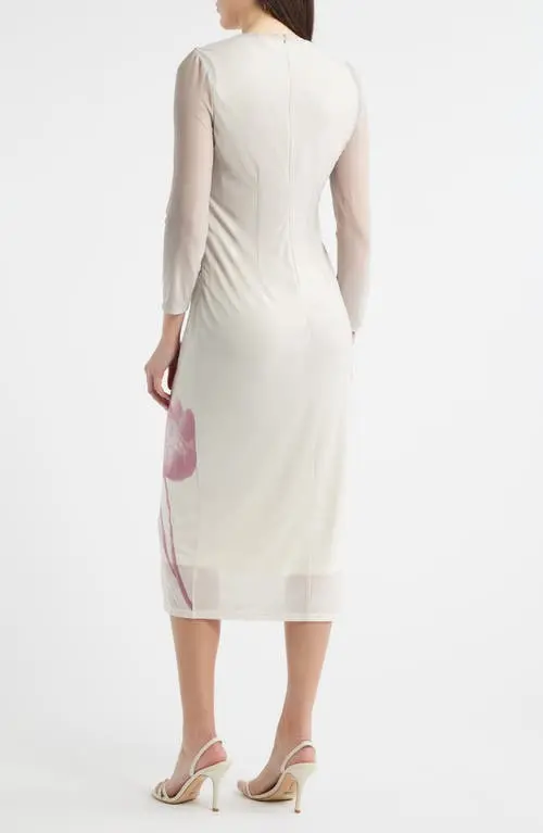 Anne Klein Ruched Long Sleeve Dress
