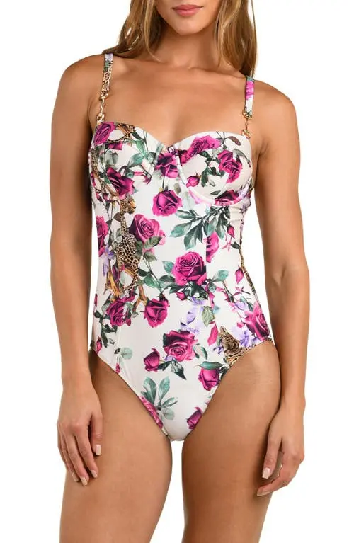 L'Agence Amie Underwire One-piece Swimsuit - White Multi