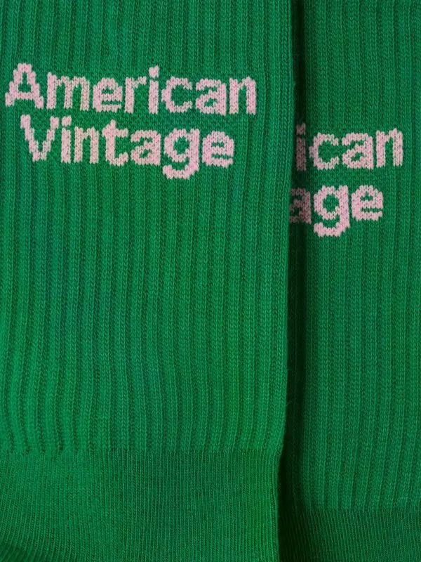 American Vintage Intarsia-logo Socks - Green