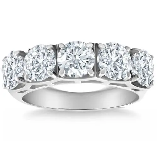 BLISS DIAMOND 3 3/4ct 5-stone Lab Grown Diamond Wedding Ring 14k Gold - 14k White Gold