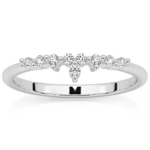 BLISS DIAMOND 1/5ct Stackable Diamomnd Anniversary Ring Wedding Band 14k Gold Lab Grown - 14k White Gold