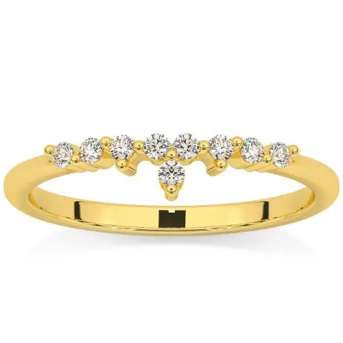 BLISS DIAMOND 1/5ct Stackable Diamomnd Anniversary Ring Wedding Band 14k Gold Lab Grown - 14k Yellow Gold