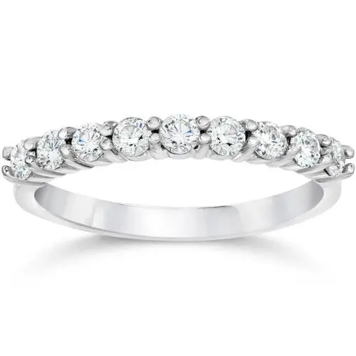 BLISS DIAMOND 1/2 Ct Lab Grown Diamond Stackable Anniversary Wedding Ring Gold - 10k White Gold